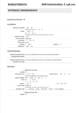 Hypothecair bericht van een pand opvragen? - Kadasterdata